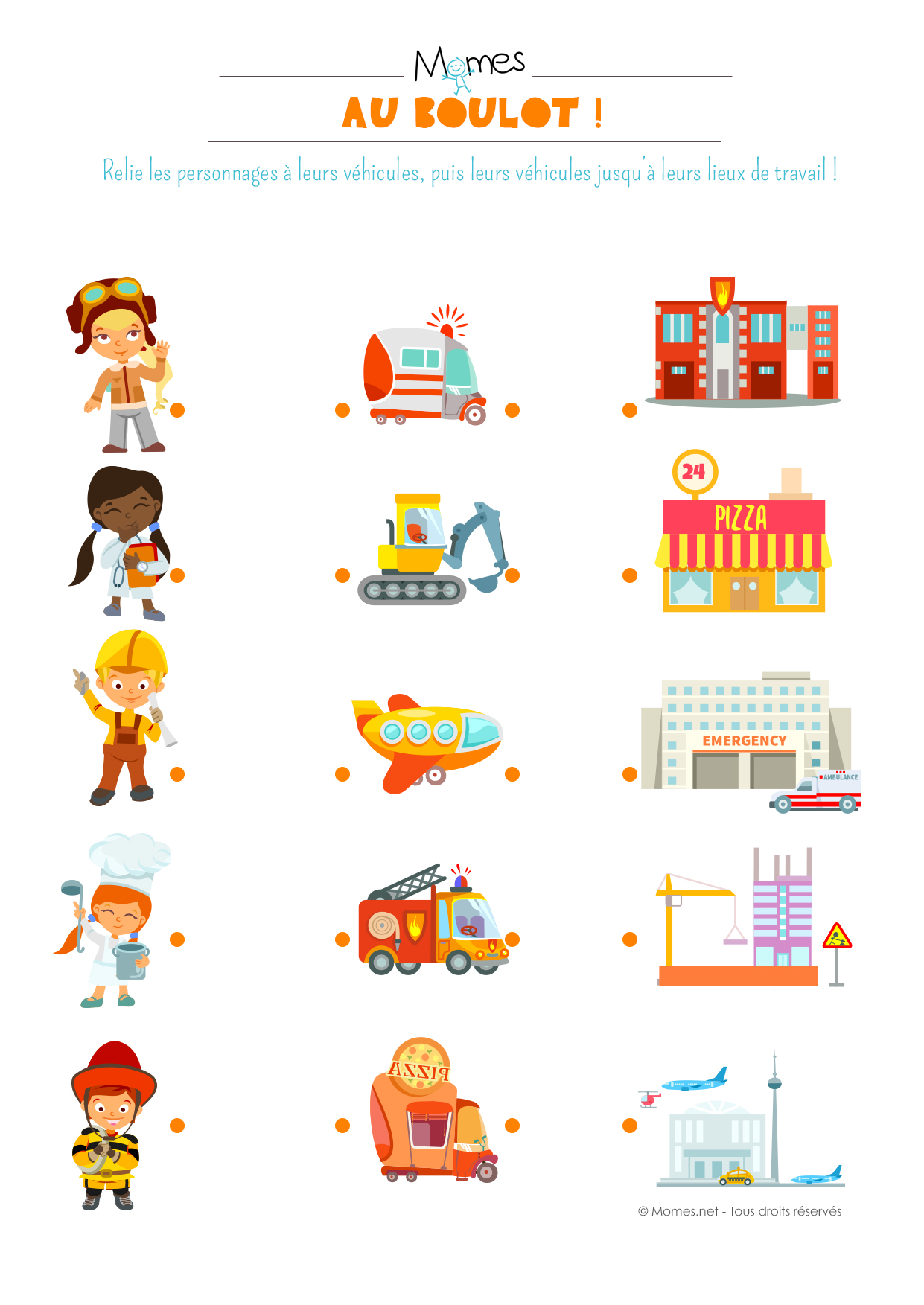 Au boulot ! Points à relier sur les métiers | MOMES