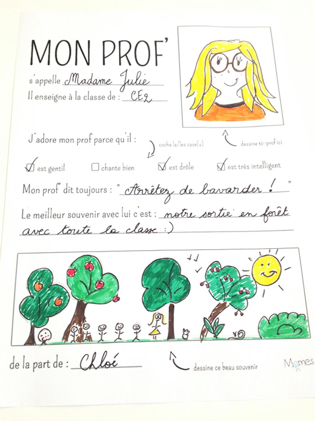 Fiche merci prof' | MOMES