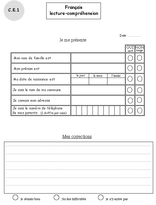 Je me présente : exercice de Français | MOMES