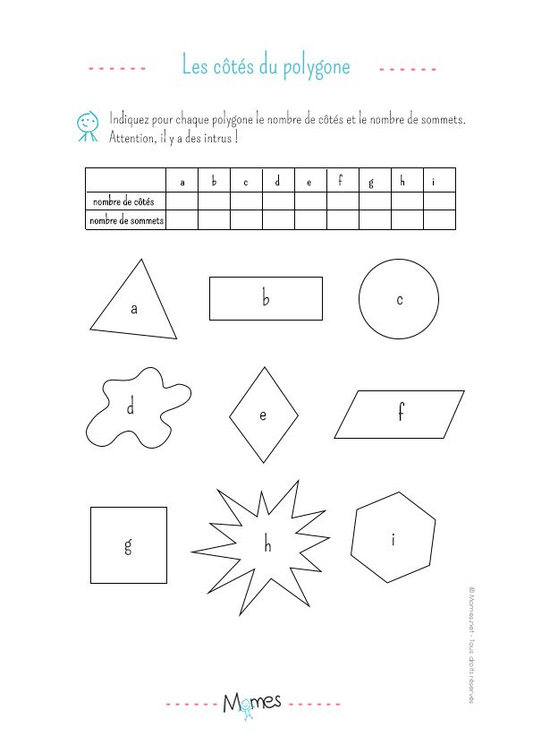 Les côtés du polygone : exercice | MOMES