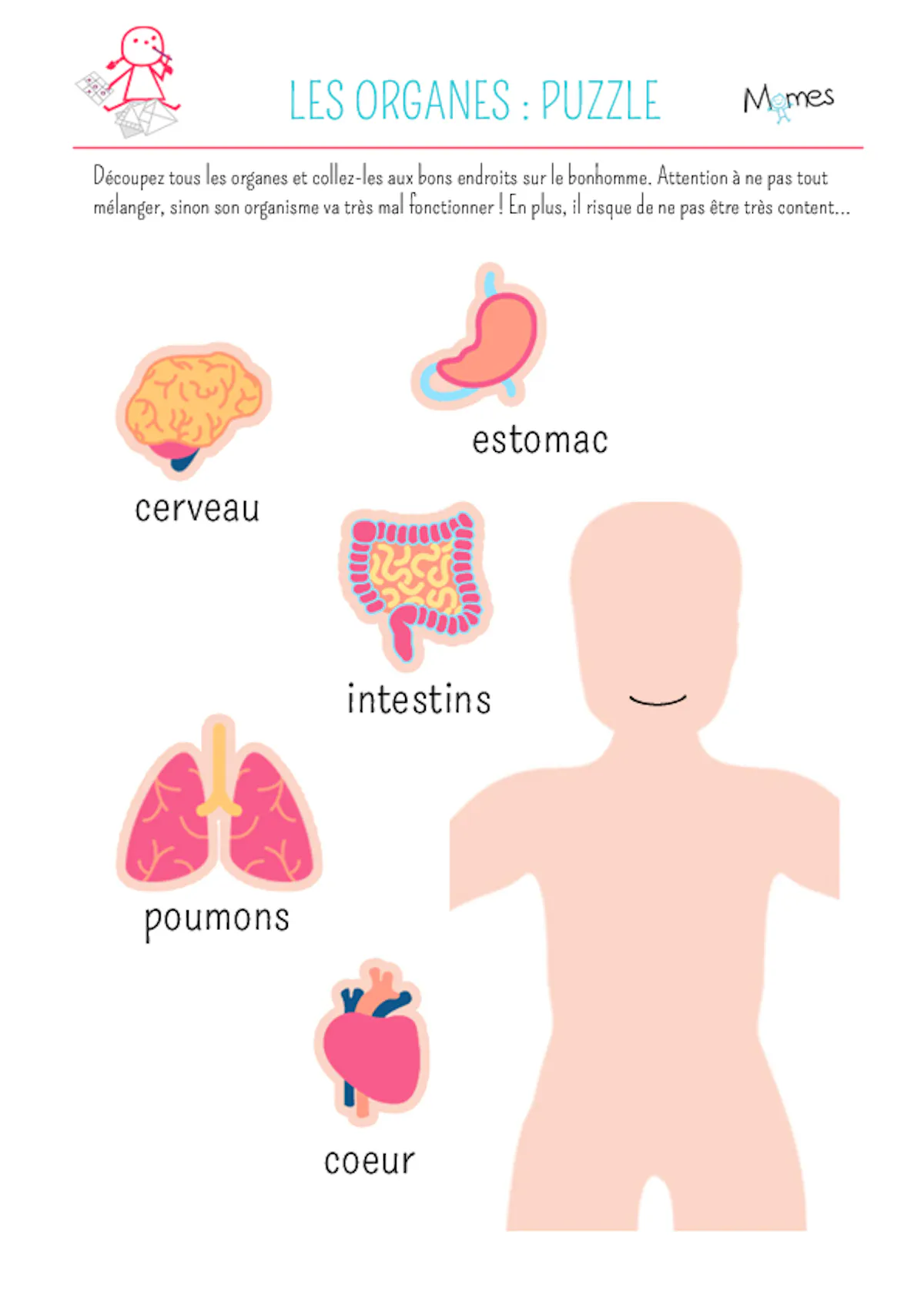 Puzzle pour apprendre les organes : un exercice rigolo et ludique ! | MOMES