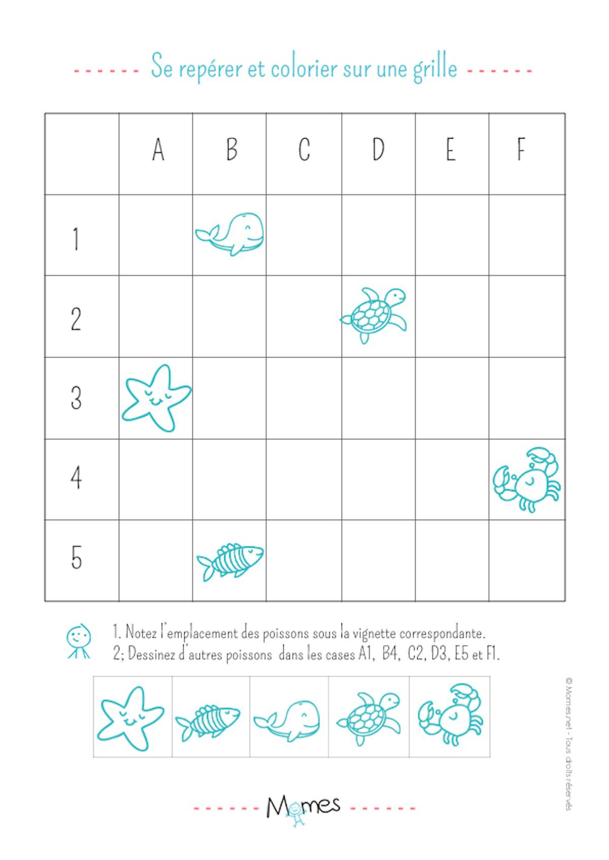 Se repérer sur un quadrillage : exercice niveau 3 | MOMES