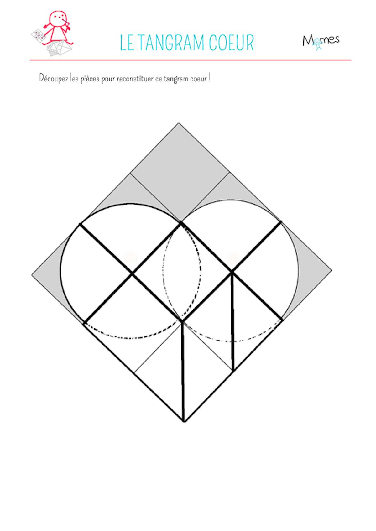 Géométrie : Tangram en forme de coeur | MOMES