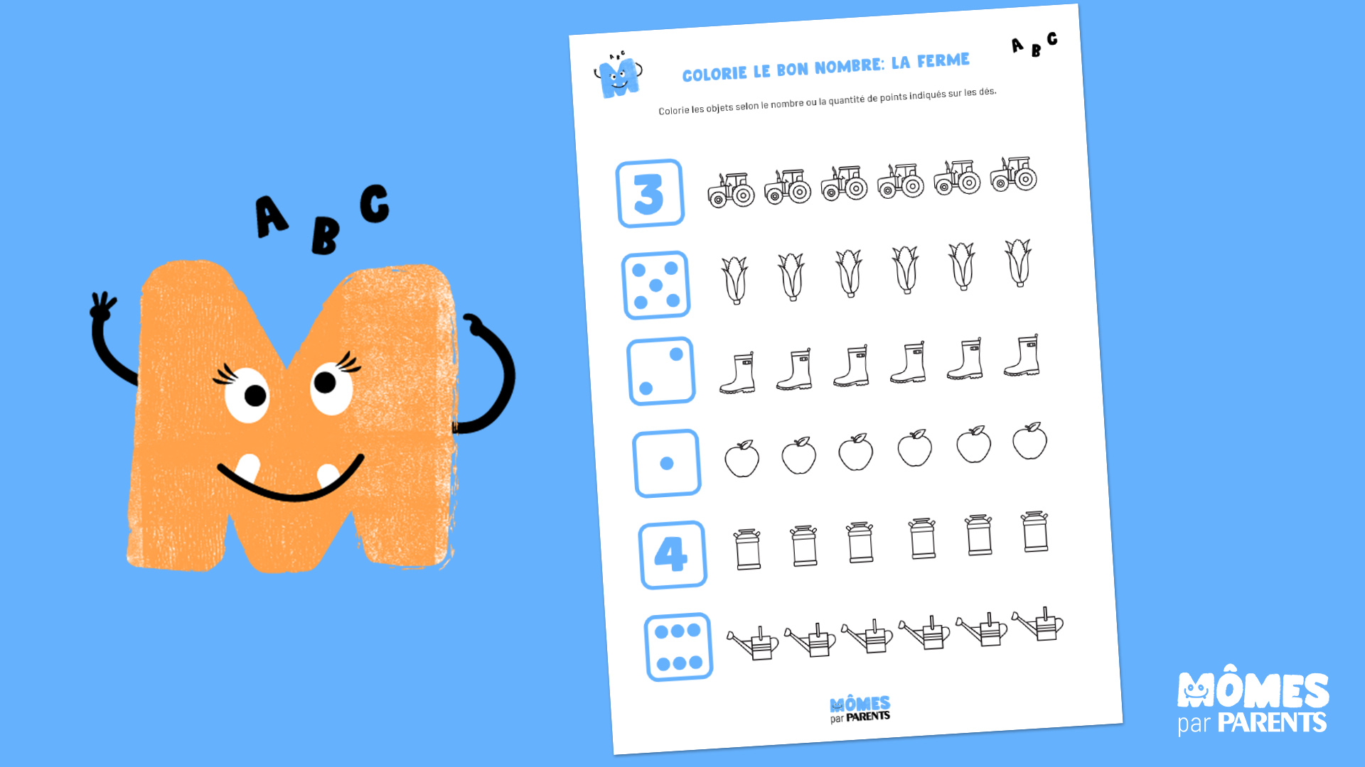 Fiche mathématique à imprimer : Colorie le bon nombre d'objets de la ...