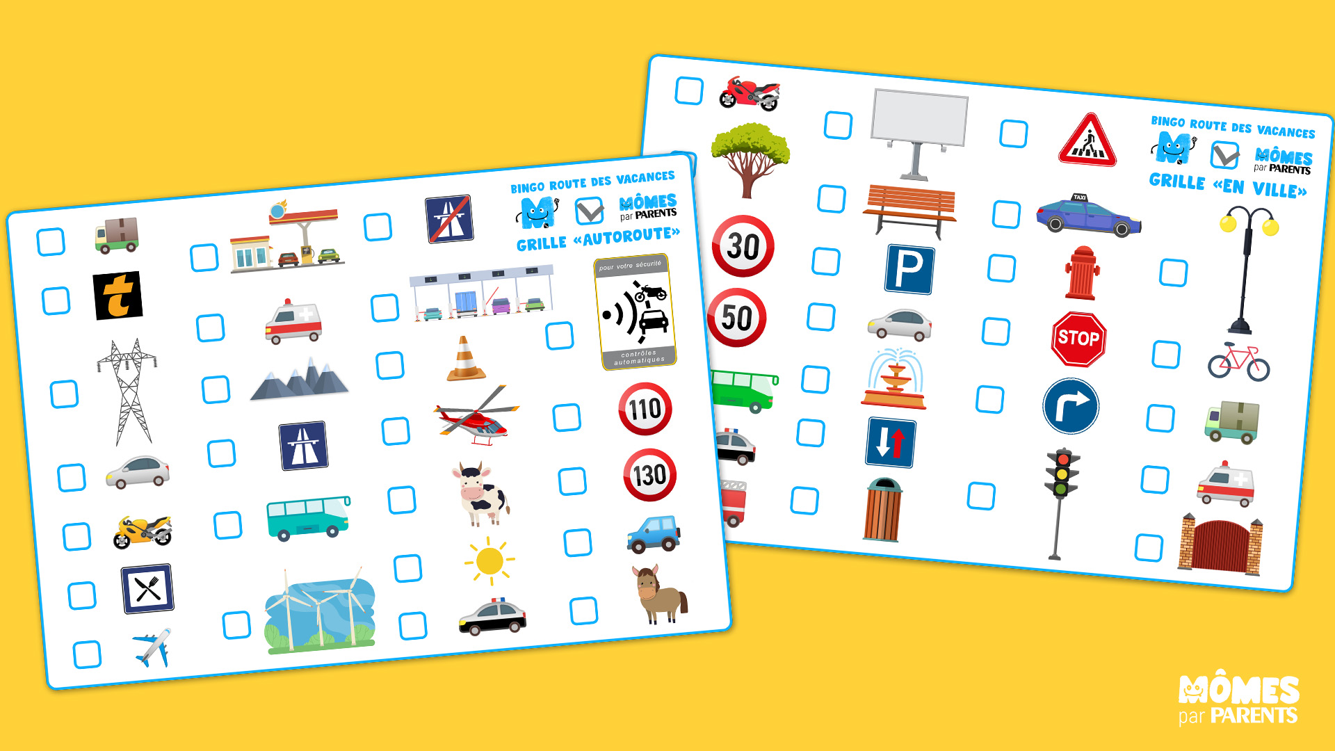 Grilles de Bingo de la route pour occuper les enfants en voiture | MOMES