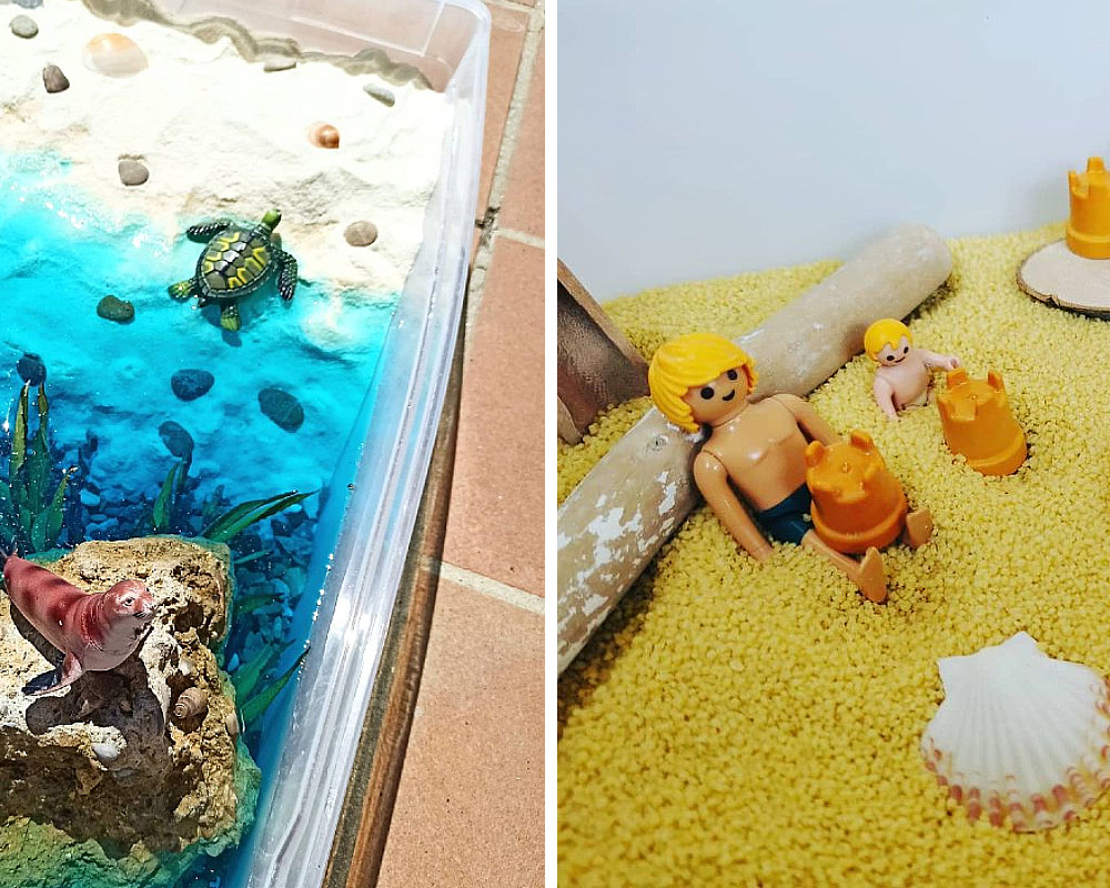 14 bacs sensoriels sur le thème de la plage et des vacances | MOMES