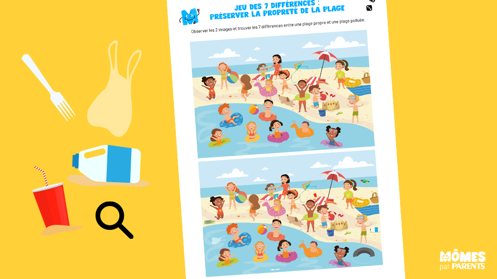 Trouvez les 7 différences pour une plage propre ! | MOMES