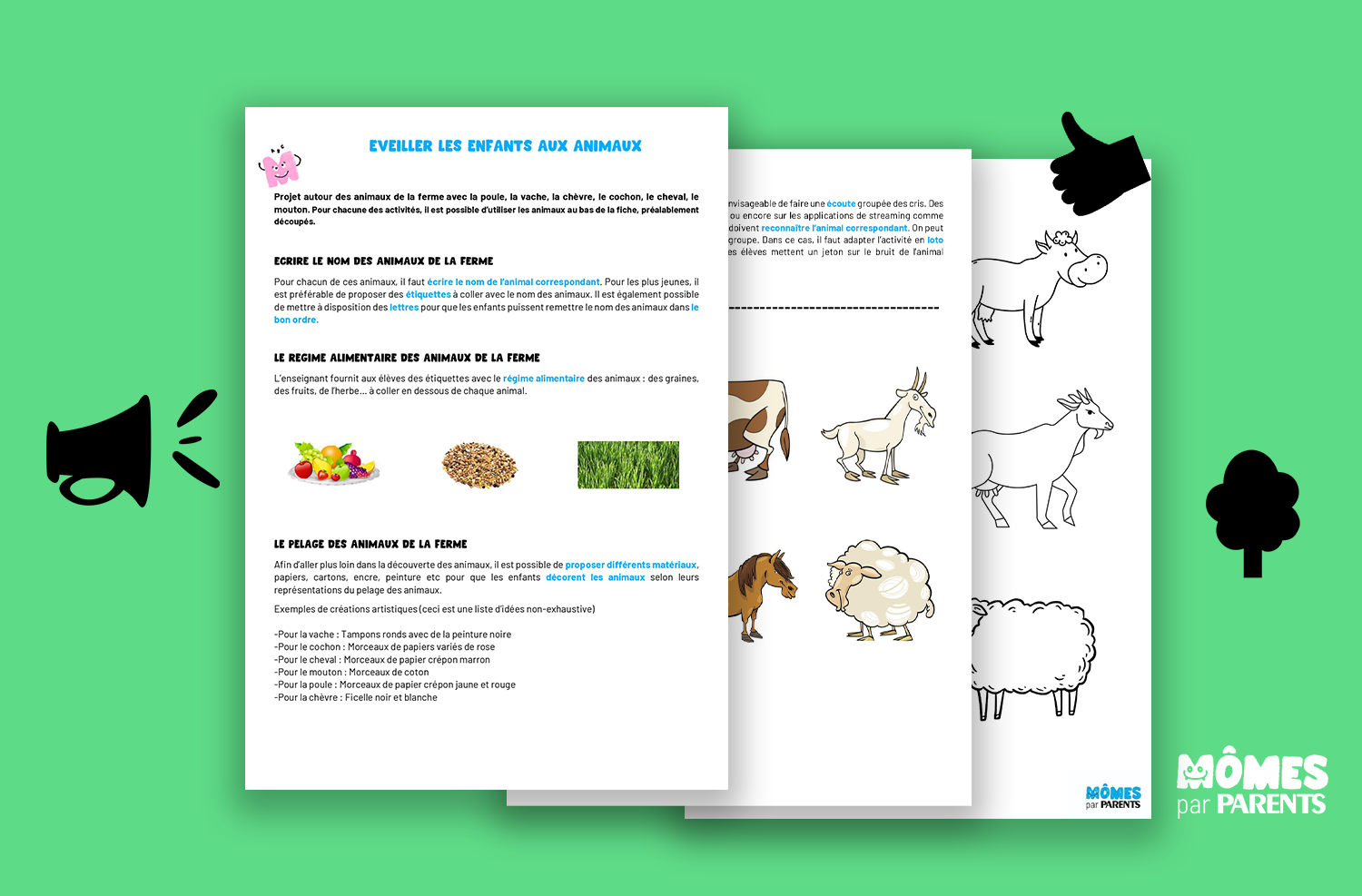 Les animaux de la ferme: fiches pédagogiques pour enfants | MOMES