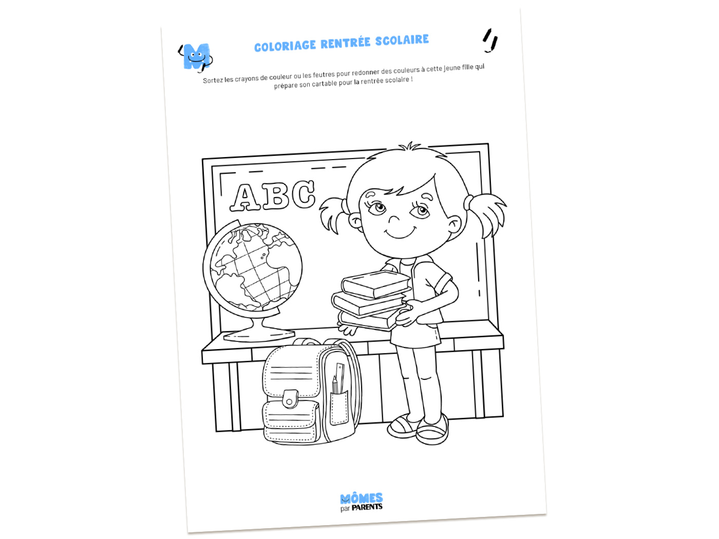 Coloriage sur le thème de la rentrée scolaire à imprimer : La petite ...