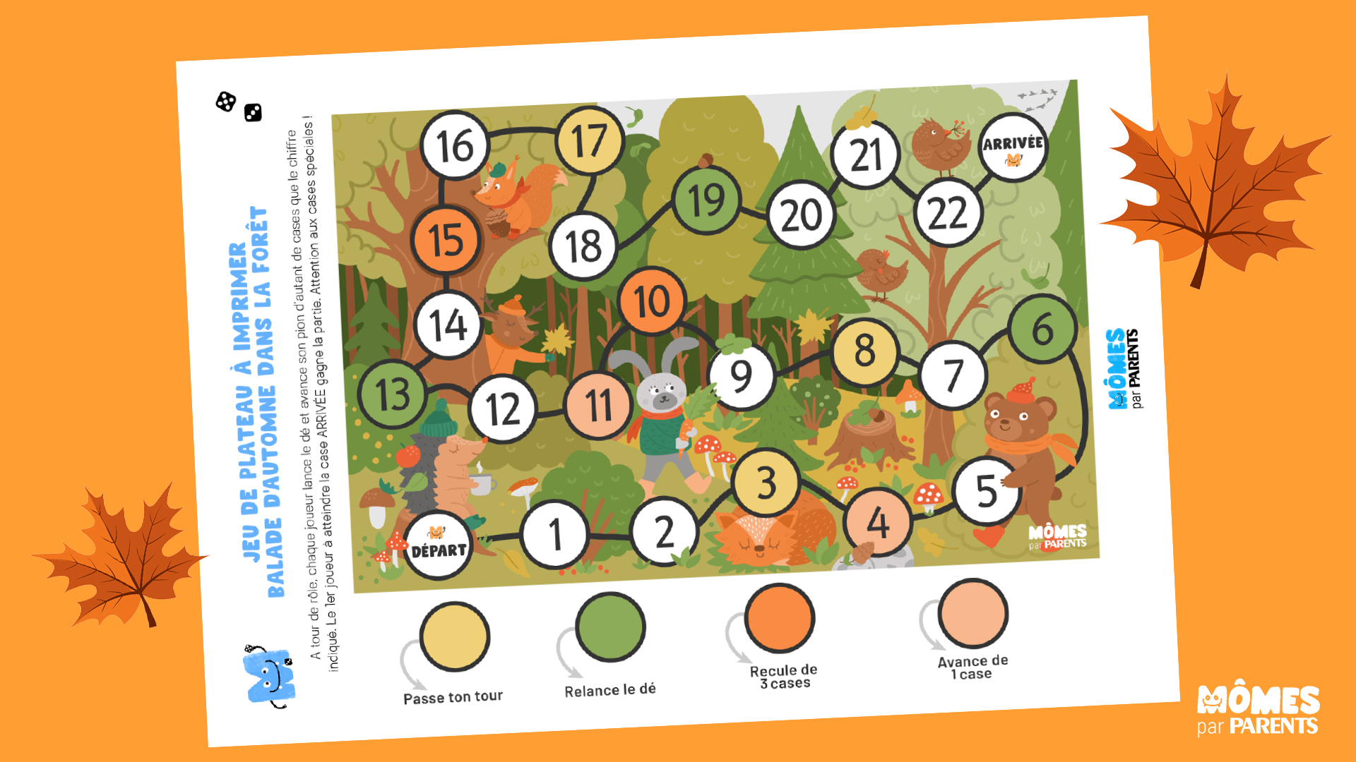 Jeu de plateau à imprimer - Balade d'automne dans la forêt | MOMES