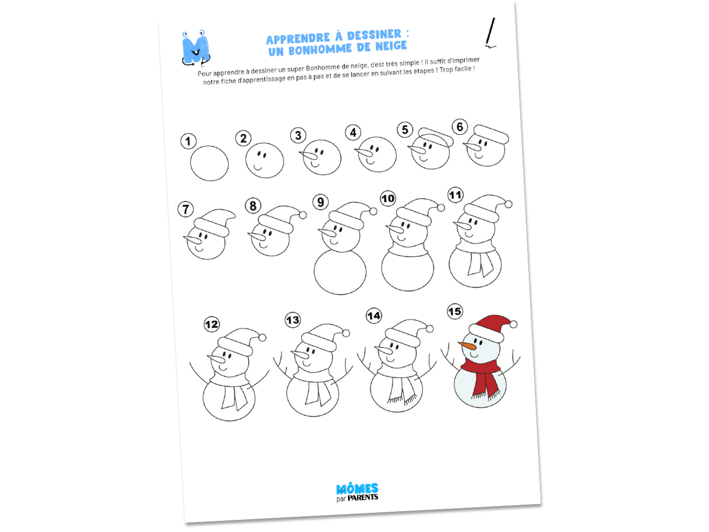 Apprendre le dessin : le bonhomme de neige | MOMES