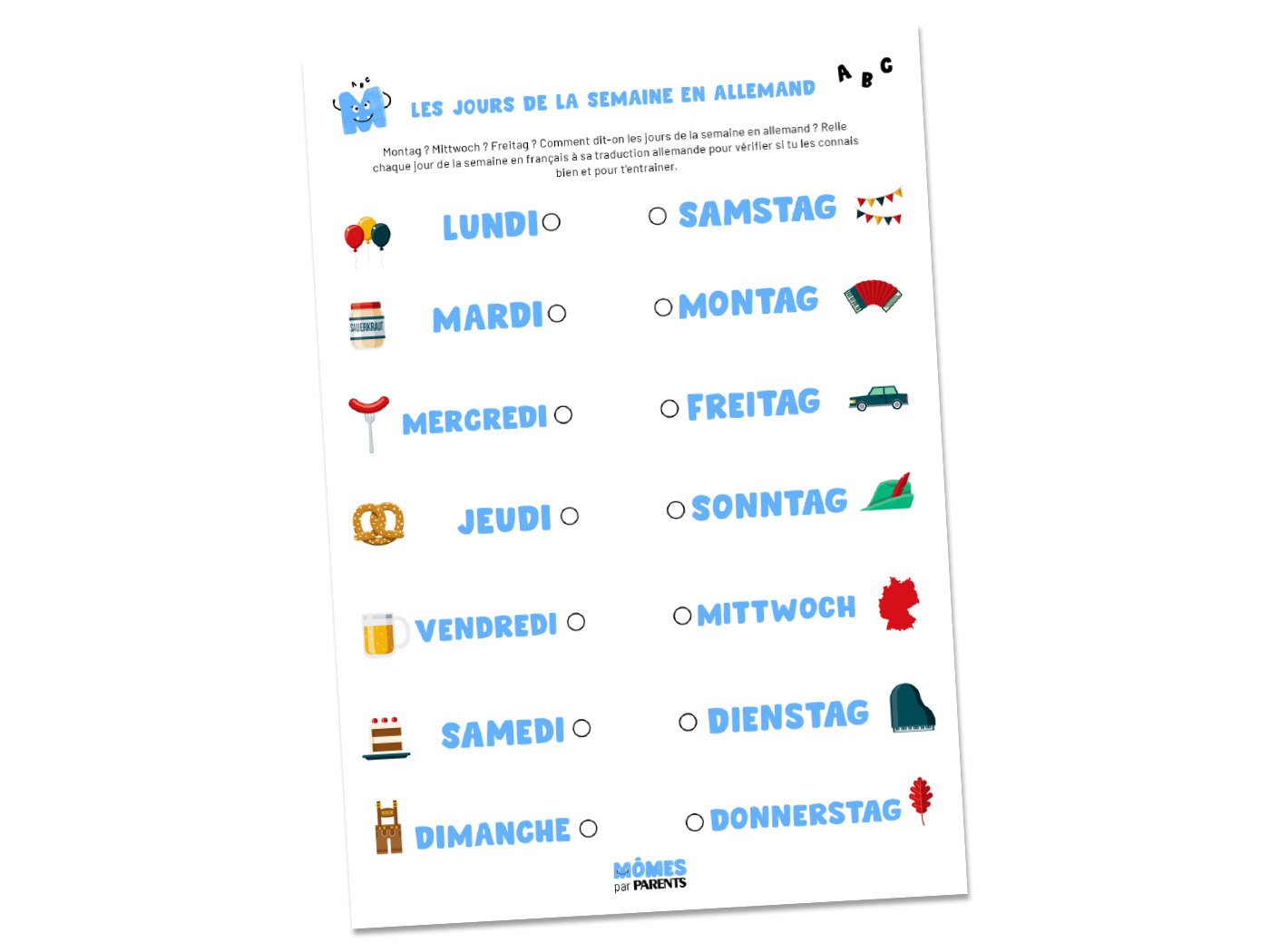 Jours en allemand | MOMES