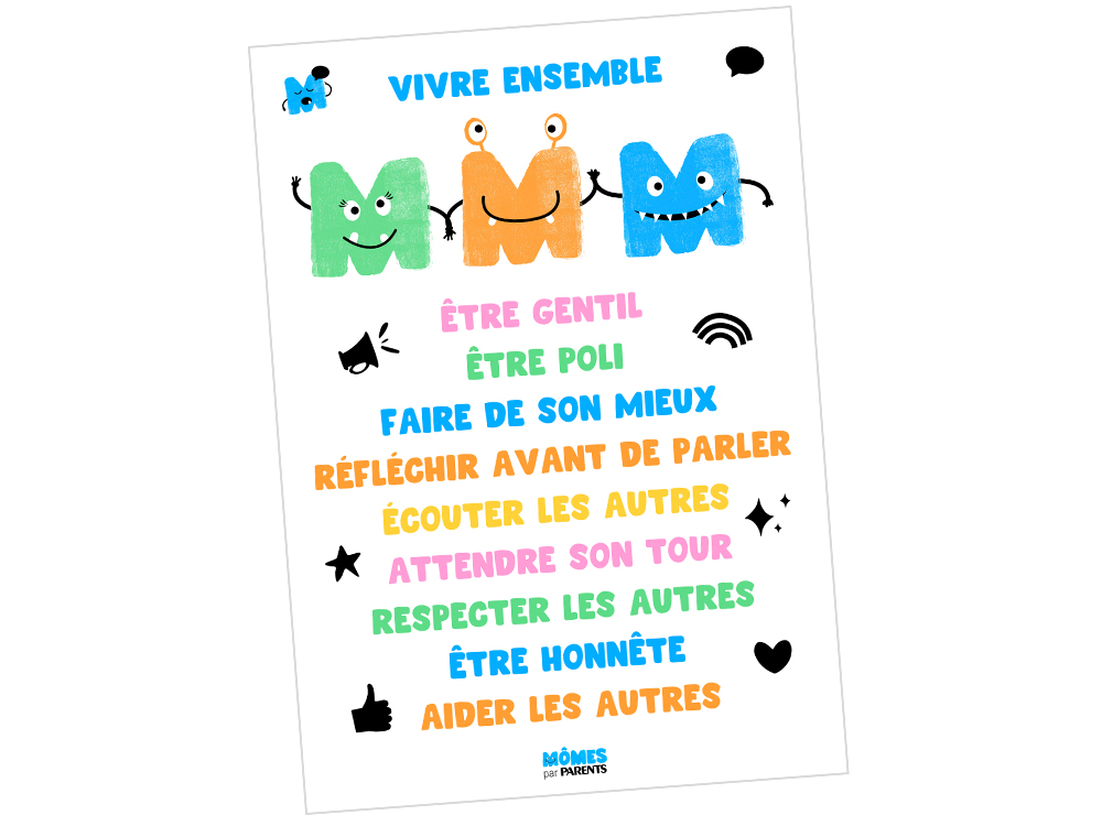 Découvrez notre super affiche des règles pour vivre ensemble | MOMES