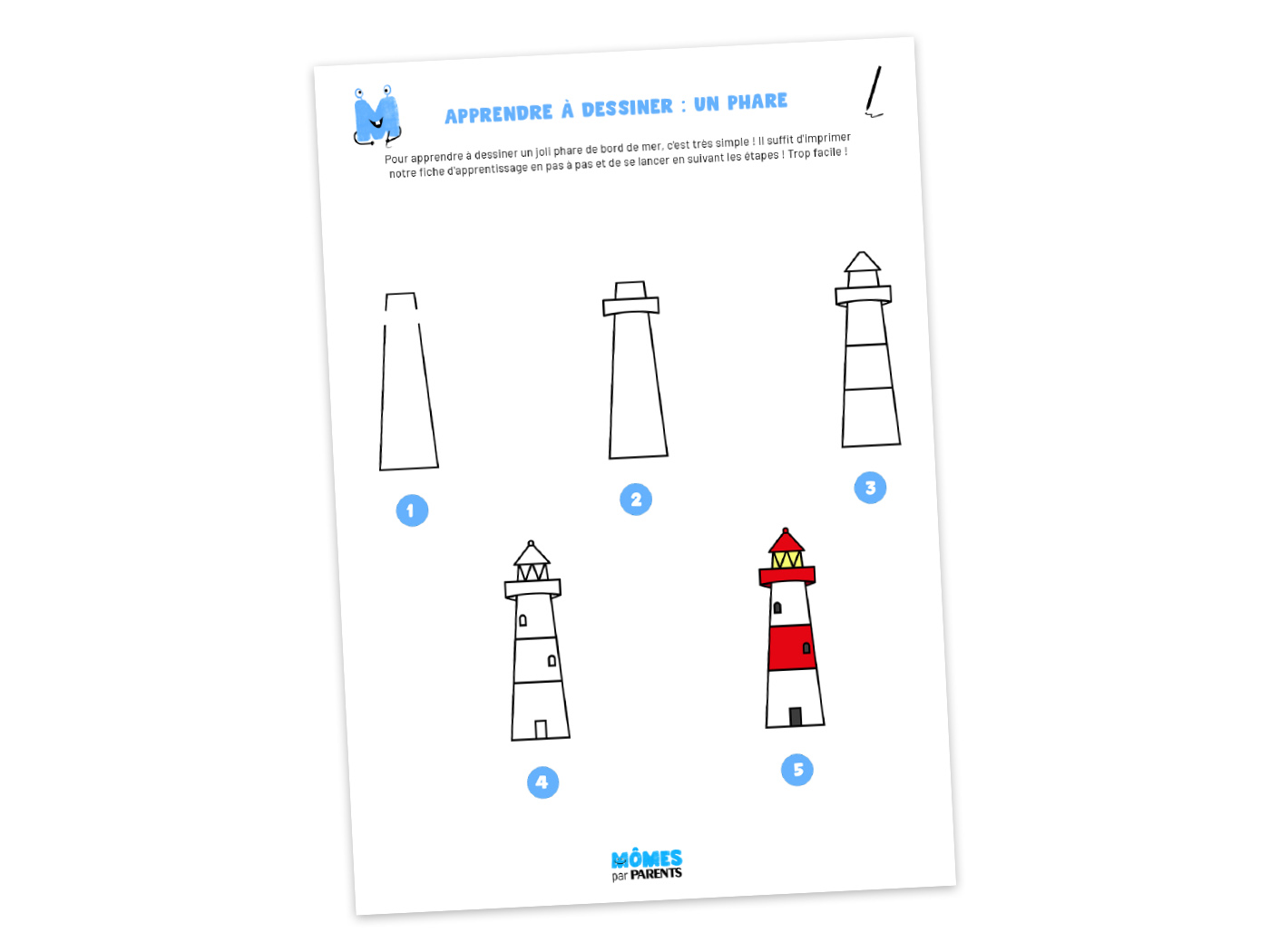 Apprendre à dessiner un phare en pas à pas | MOMES