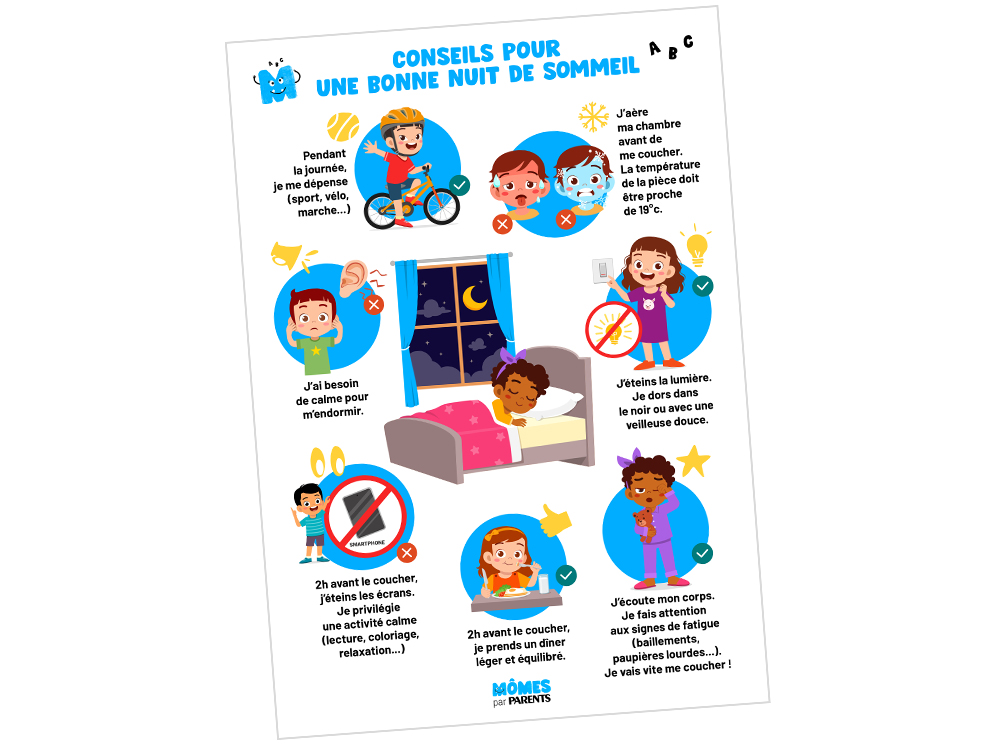 Découvrez notre affiche conseils pour une bonne nuit de sommeil | MOMES