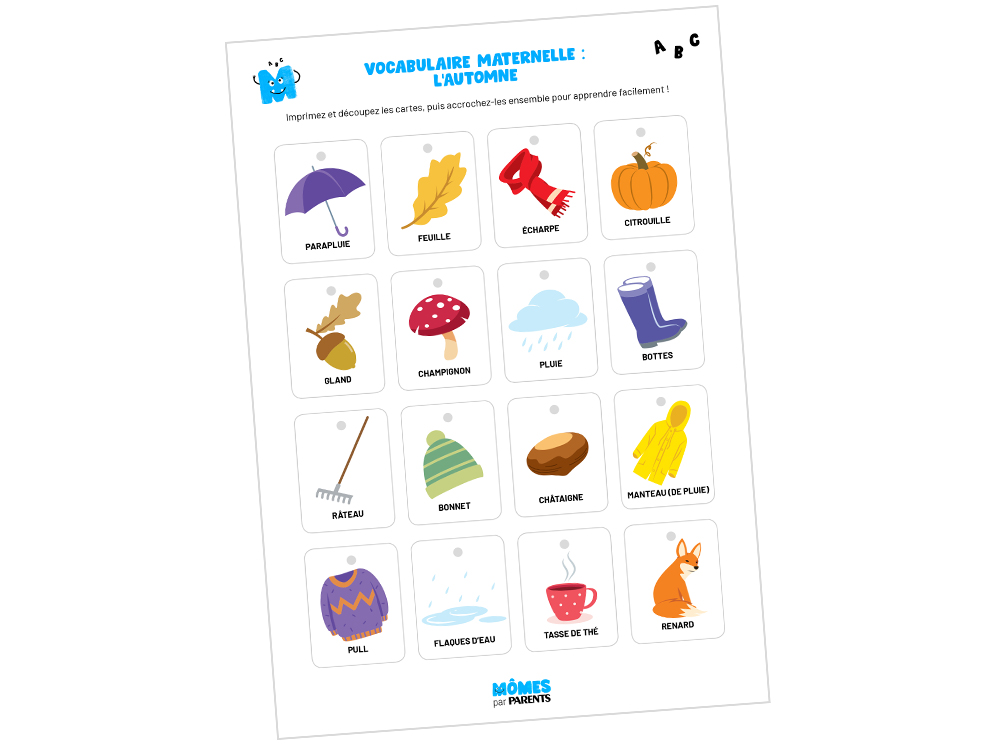 Maternelle : nos petites cartes de vocabulaire sur l'automne | MOMES
