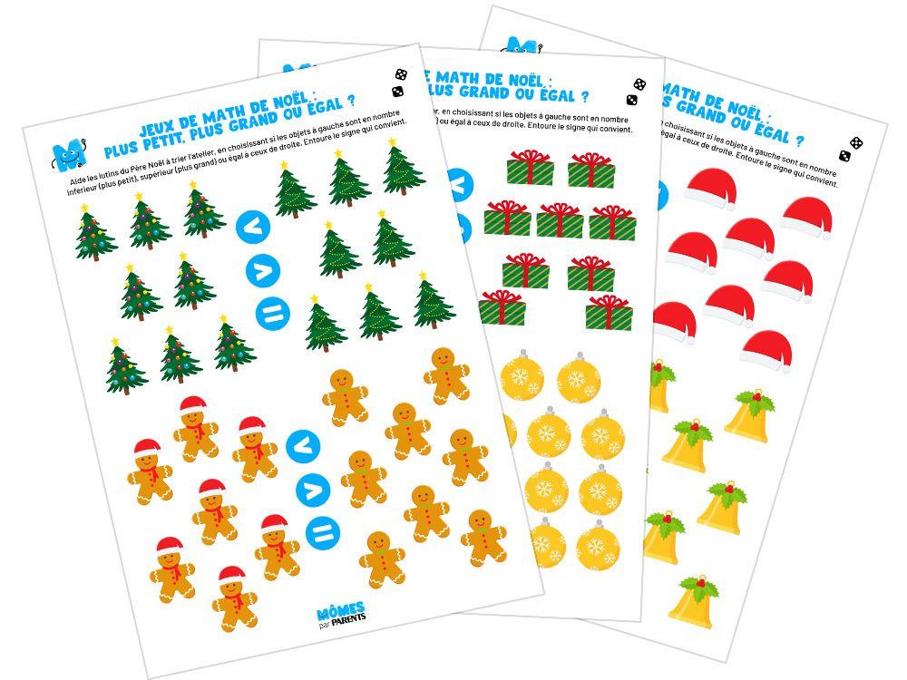 Découvrez nos jeux gratuits de math de Noël : plus petit, plus grand ou ...