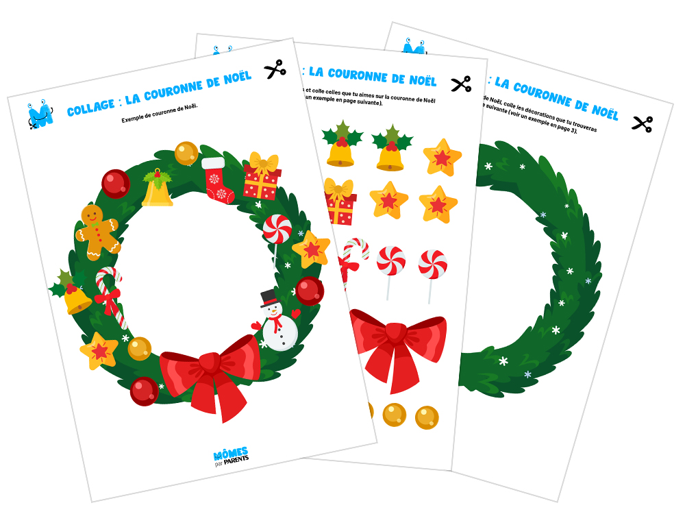 Collage : la couronne de Noël à décorer (Maternelle - CP) | MOMES
