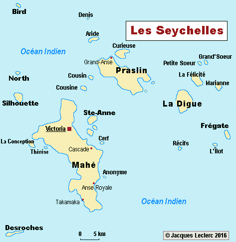 Géographie : carte des Seychelles | MOMES