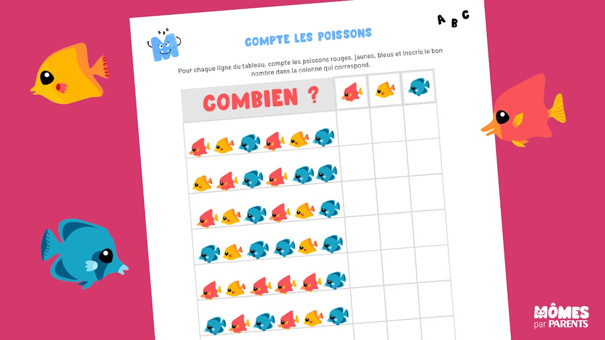 Exercice à imprimer - Observer et compter les poissons | MOMES