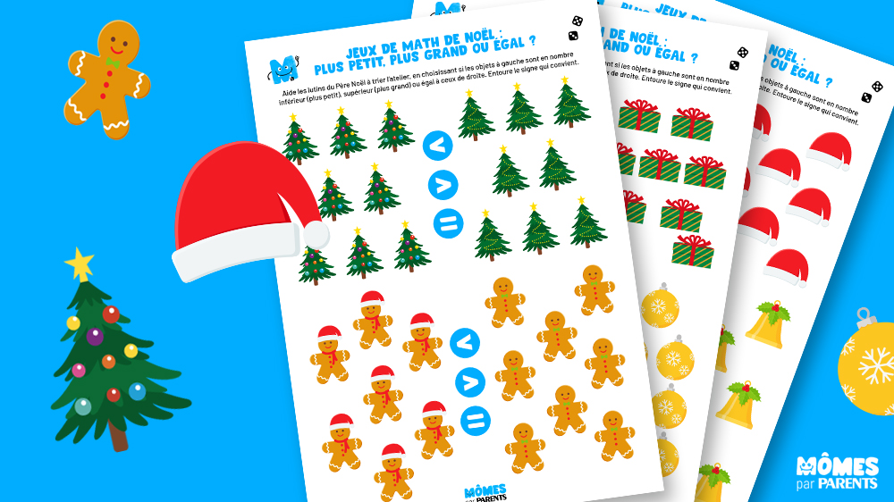Découvrez nos jeux gratuits de math de Noël : plus petit, plus grand ou ...