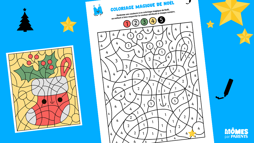 Téléchargez le coloriage magique de Noël (GS - CP) | MOMES