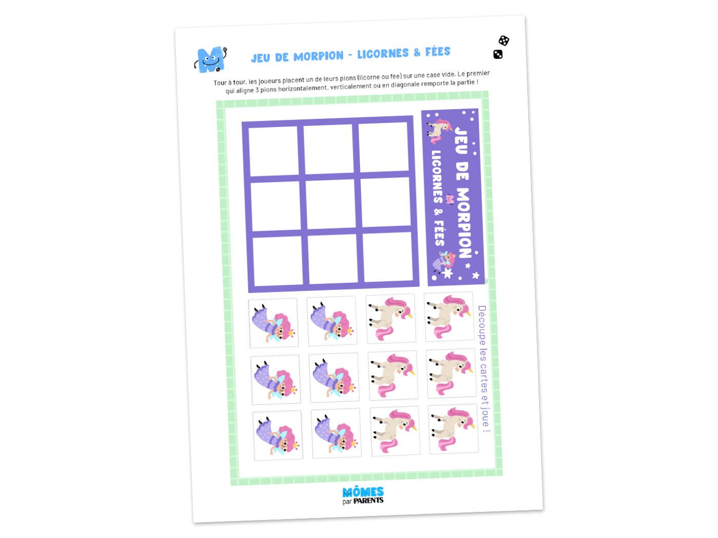 Jeu de Morpion Féerique à Imprimer : Licornes VS Fées - Téléchargez et ...