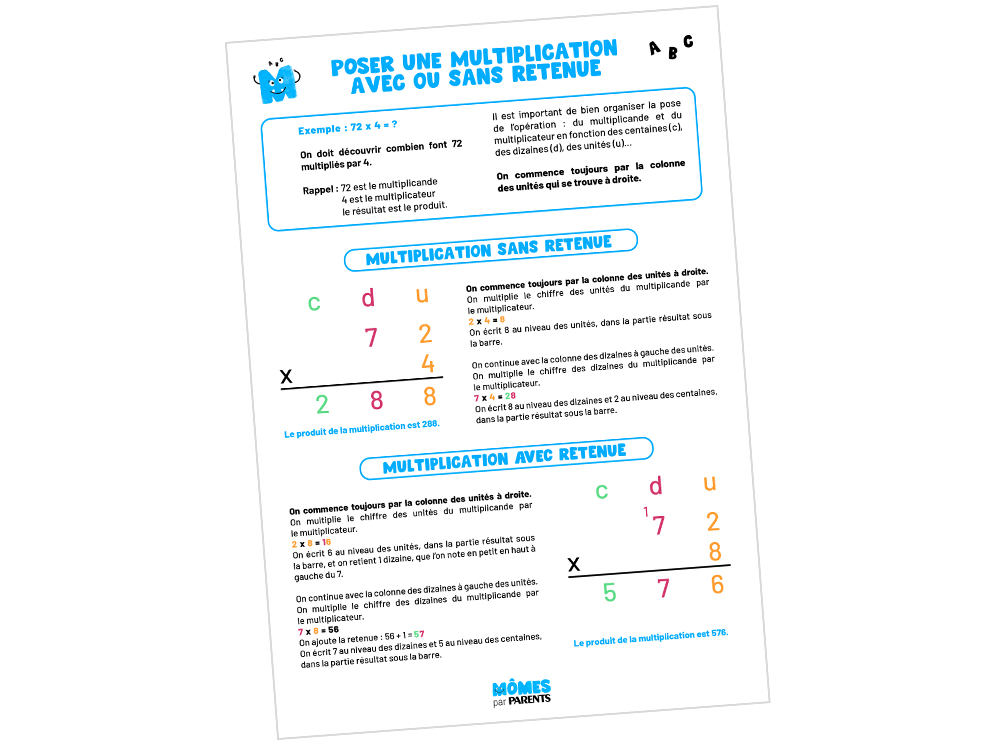 Découvrez comment poser une multiplication avec ou sans retenue | MOMES