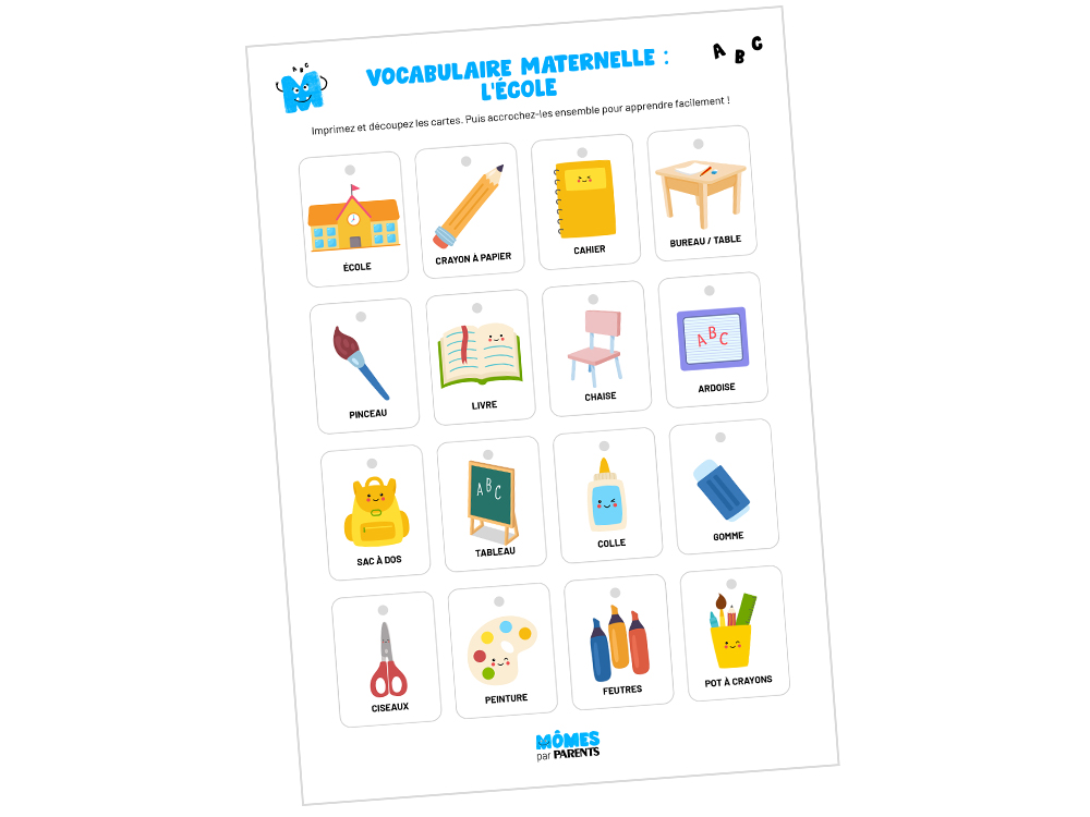 Maternelle : nos petites cartes de vocabulaire sur l'école | MOMES