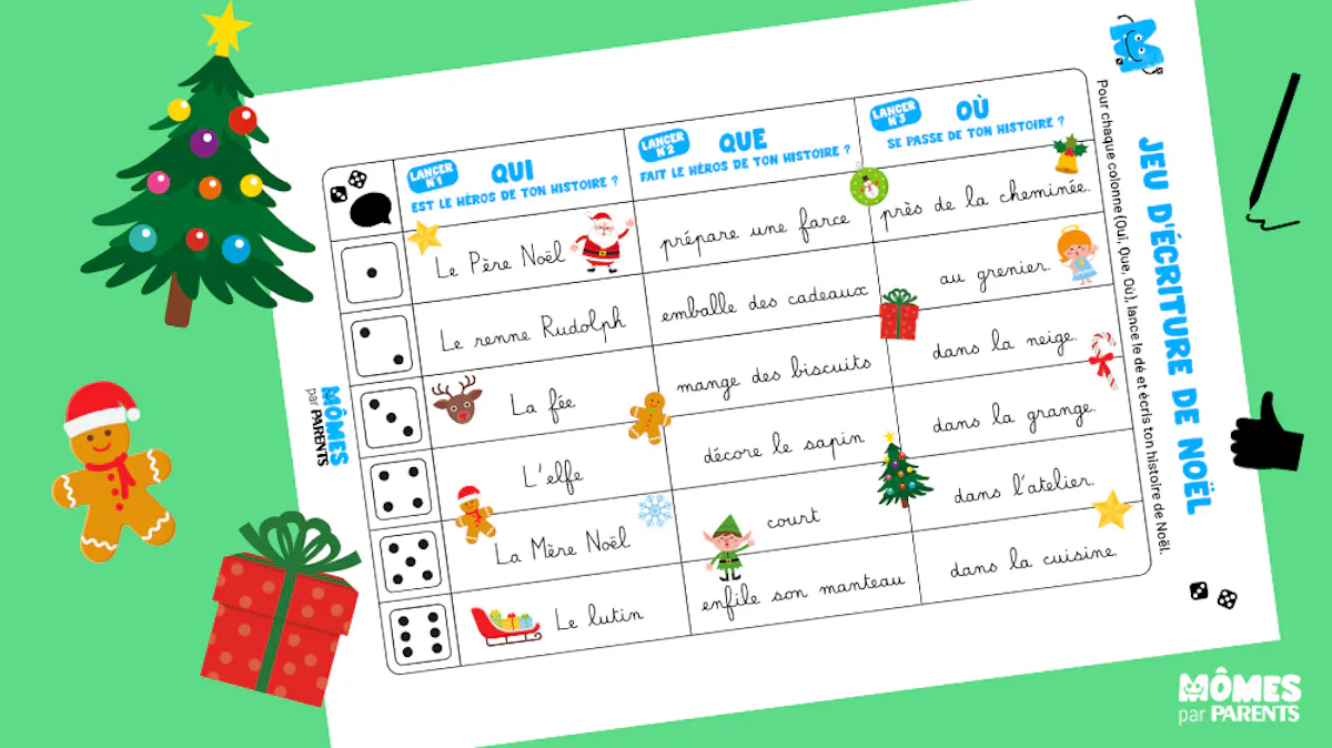 Découvrez notre jeu de dés pour écrire une histoire de Noël | MOMES
