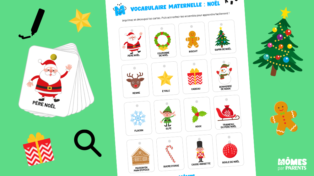 Maternelle : nos petites cartes de vocabulaire de Noël | MOMES