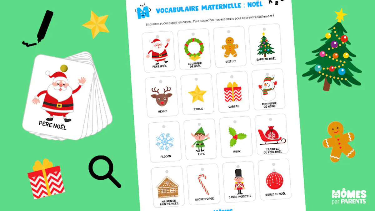 Maternelle : nos petites cartes de vocabulaire de Noël | MOMES