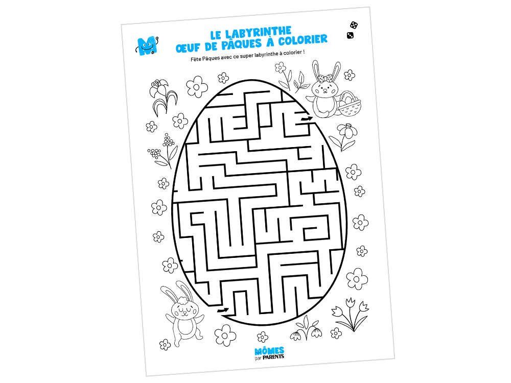 Découvrez le super labyrinthe œuf de Pâques à colorier | MOMES