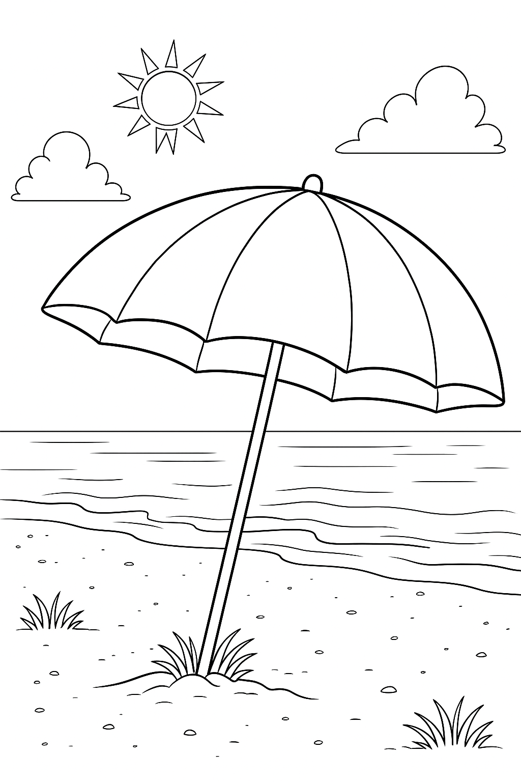Coloriage parasol plage facile et gratuit à imprimer | MOMES