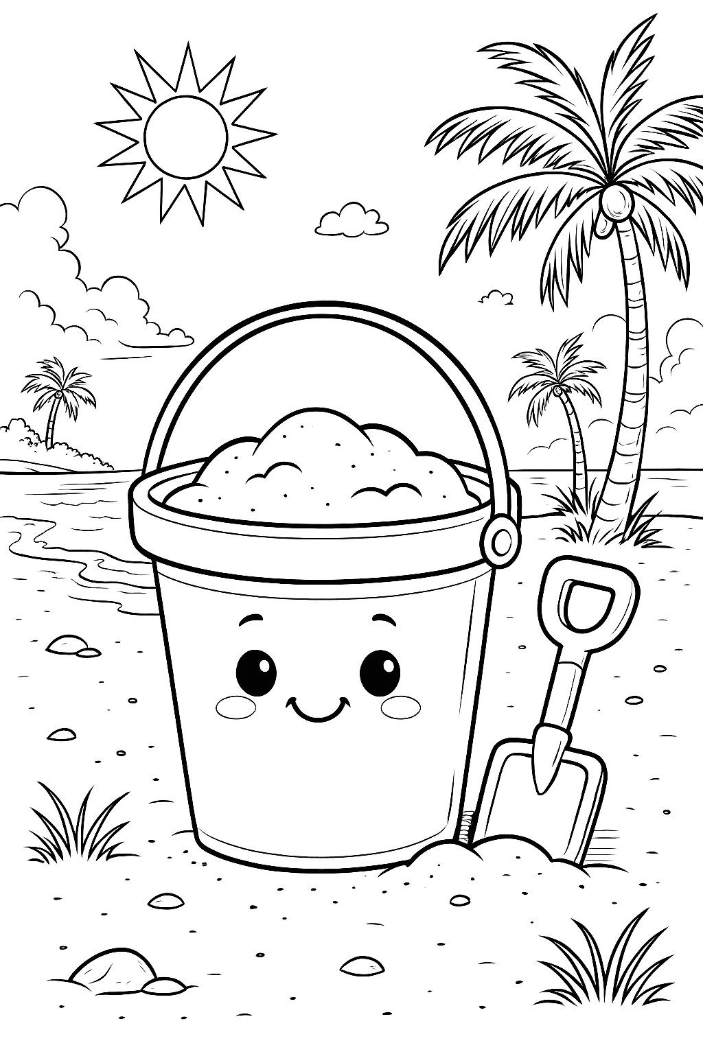 Coloriage seau de plage facile et gratuit à imprimer | MOMES