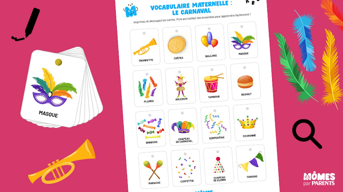 Maternelle : nos petites cartes de vocabulaire du Carnaval | MOMES