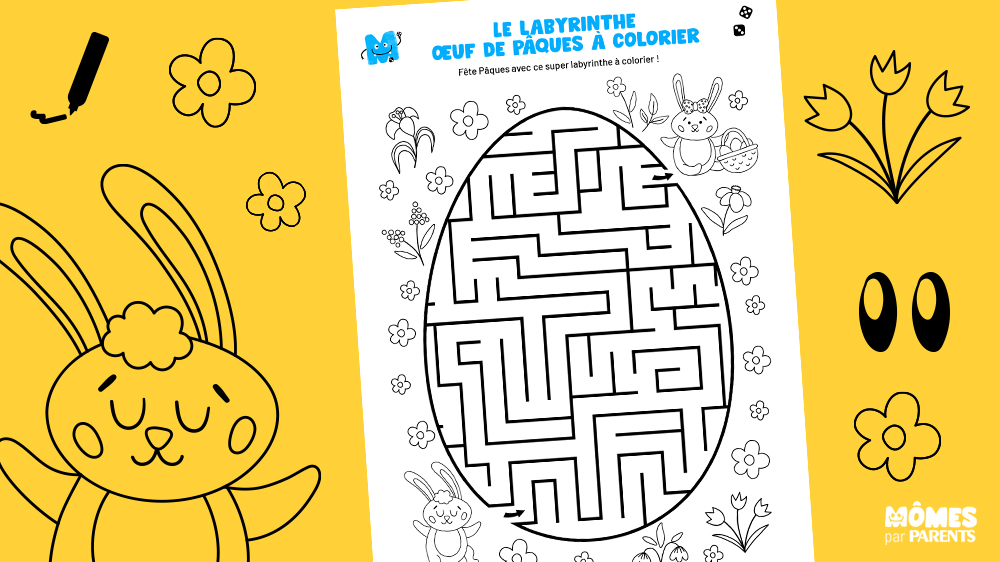Découvrez le super labyrinthe œuf de Pâques à colorier | MOMES