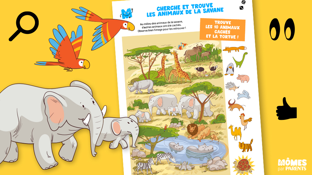 Découvrez notre jeu Cherche et trouve les animaux de la savane | MOMES