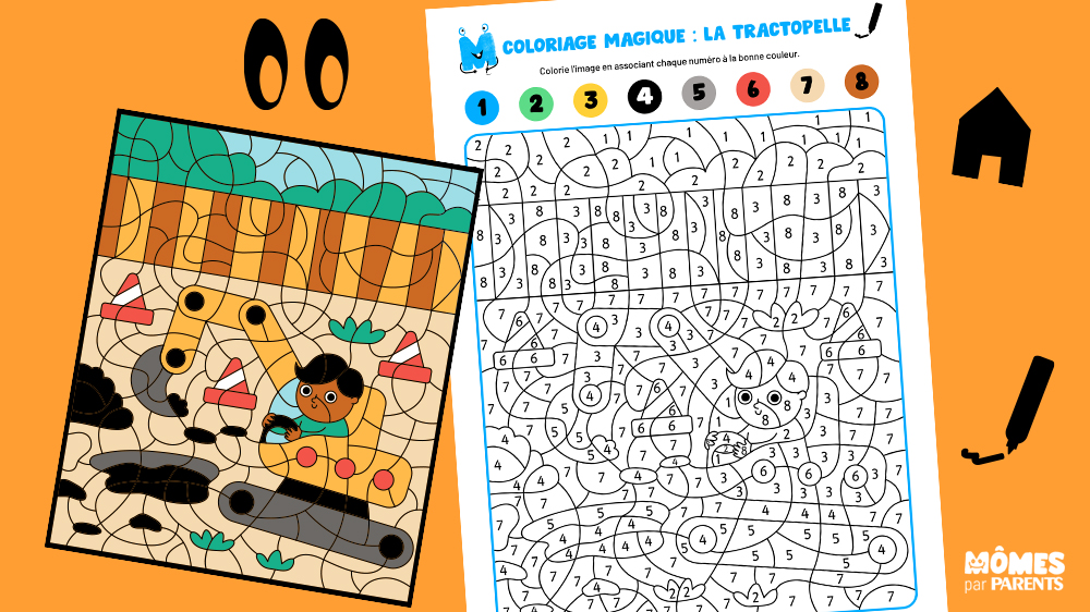 Coloriage magique : une tractopelle pour les petits fans de chantier ...