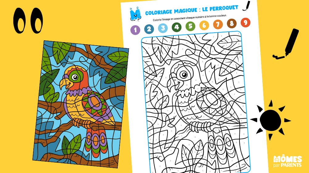 Découvrez notre coloriage magique du perroquet tropical | MOMES Découvrez notre coloriage magique du perroquet tropical | MOMES