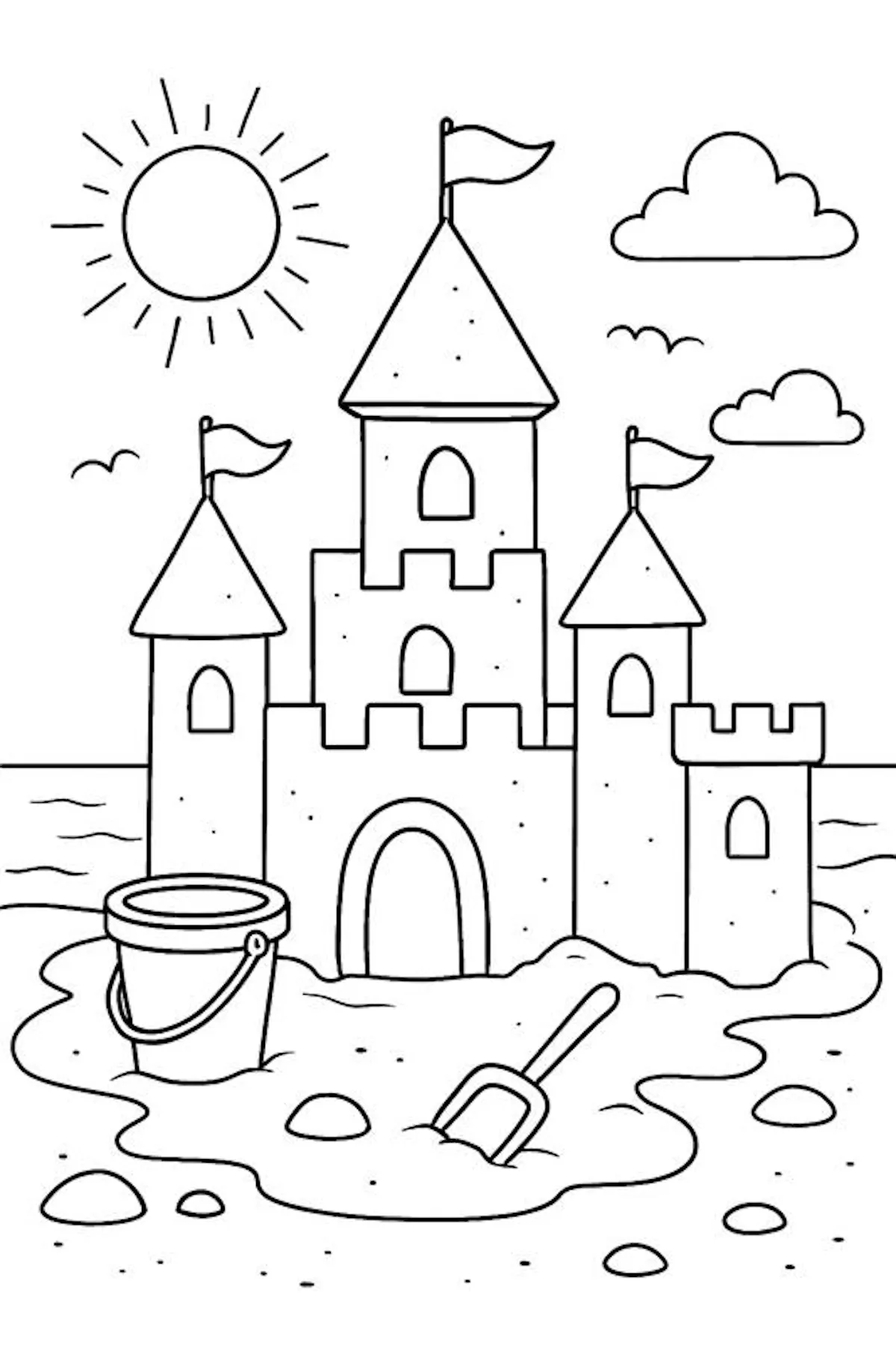 Coloriage château de sable facile et gratuit à imprimer | MOMES