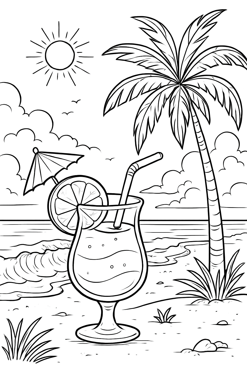 Coloriage cocktail facile et gratuit à imprimer | MOMES