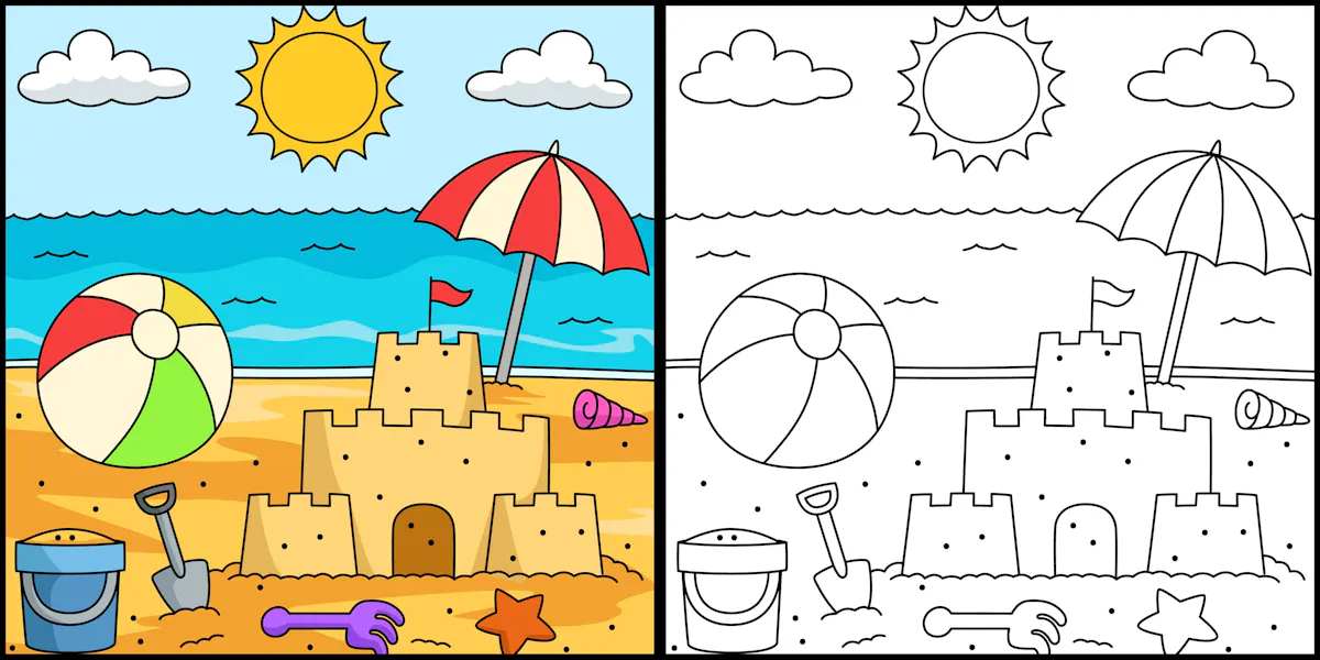Dessin à colorier : des seaux de plage ludique à imprimer gratuitement ...