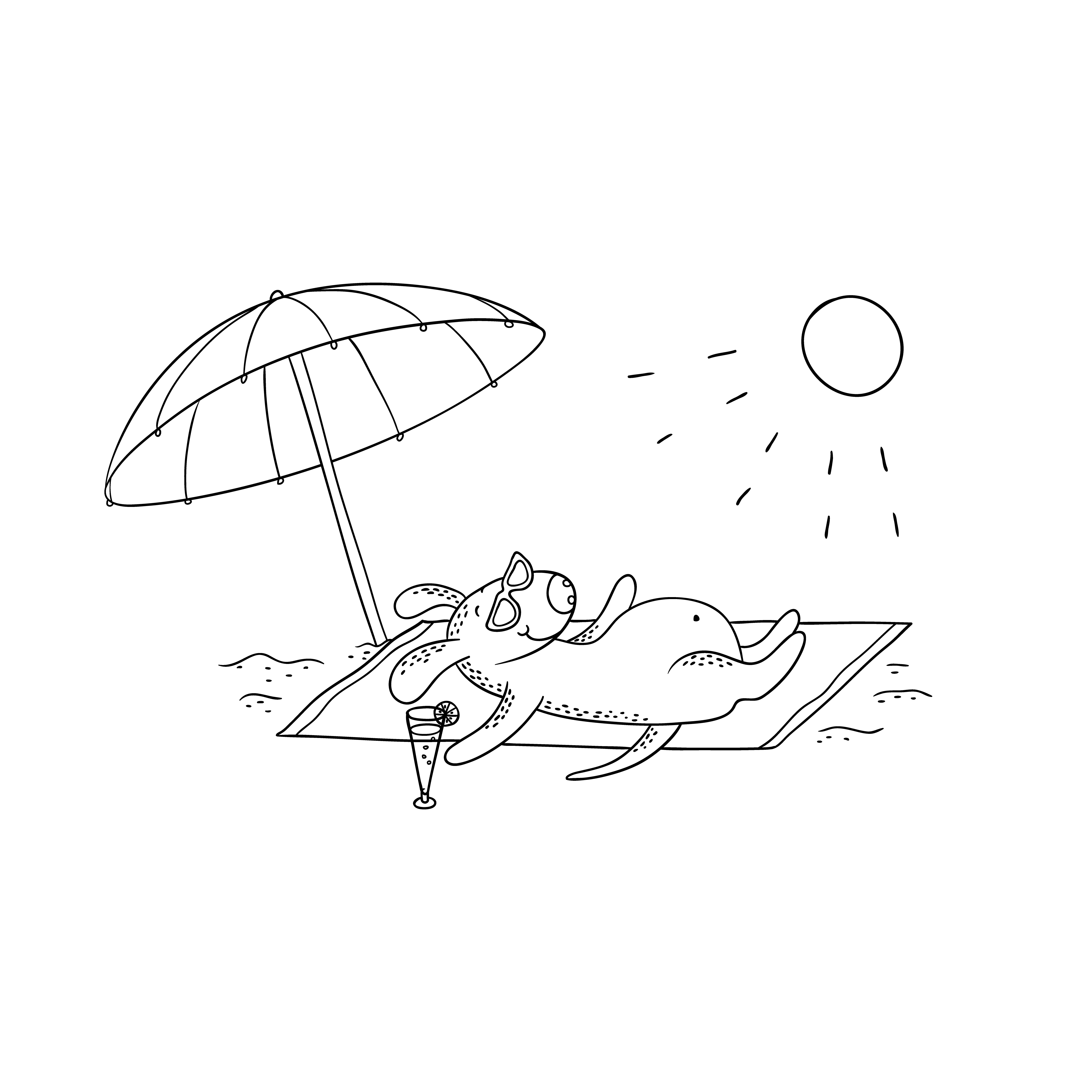Dessin de serviette de plage : un coloriage estival facile à imprimer ...