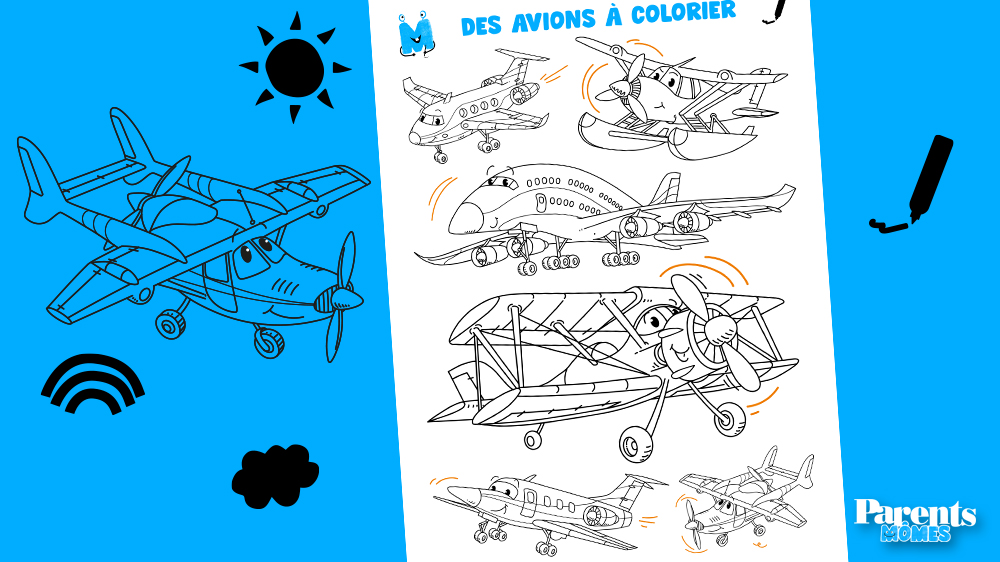 Avions à colorier : des dessins d’aéronefs fun pour petits pilotes | MOMES