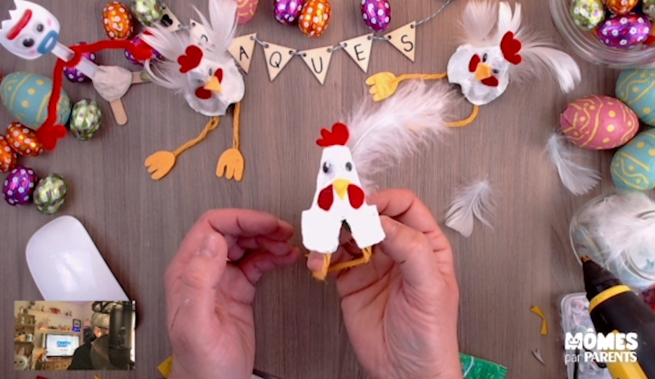 Décorations poulettes de Pâques en carton | MOMES